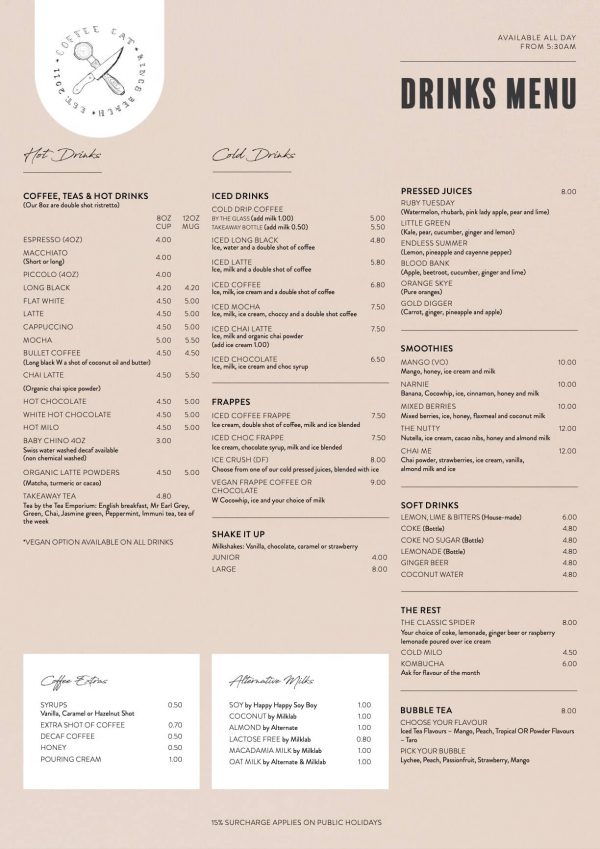 Our New Menu - Coffee Cat on Kings Beach