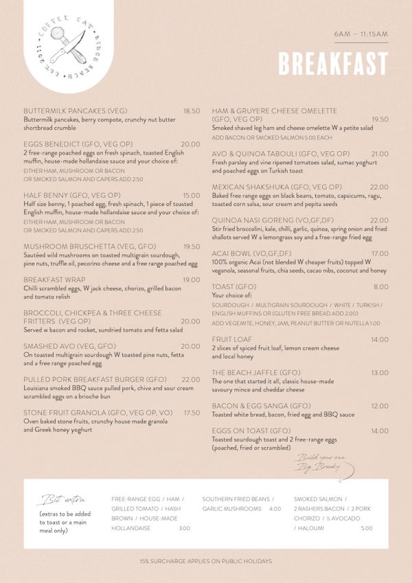 Our New Menu - Coffee Cat on Kings Beach