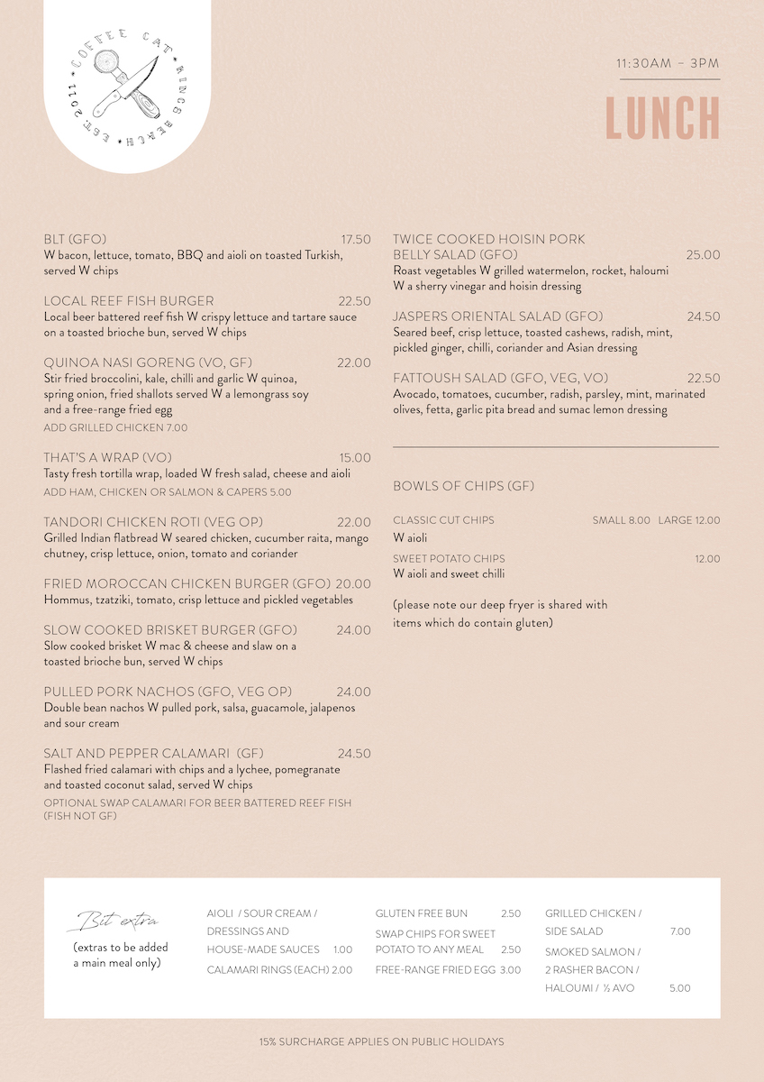 Our New Menu - Coffee Cat on Kings Beach