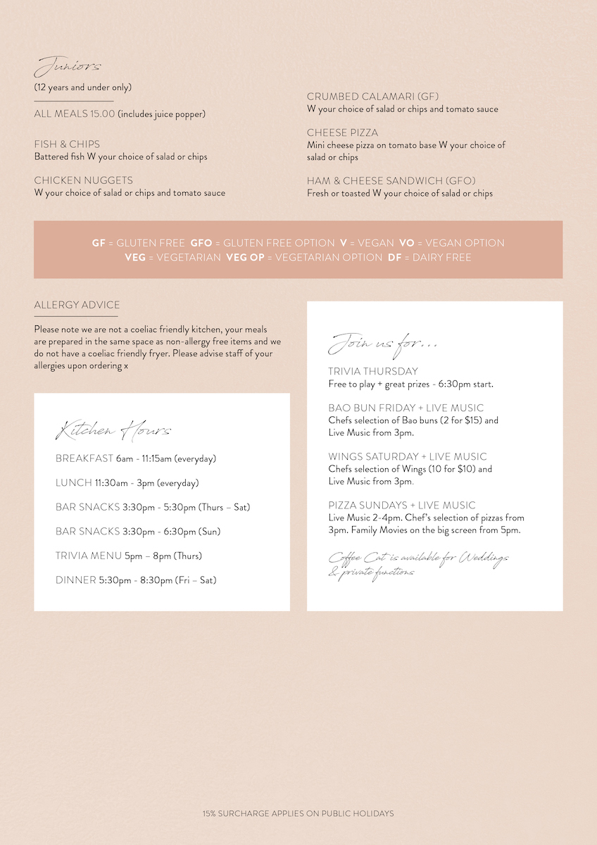 Our New Menu - Coffee Cat on Kings Beach