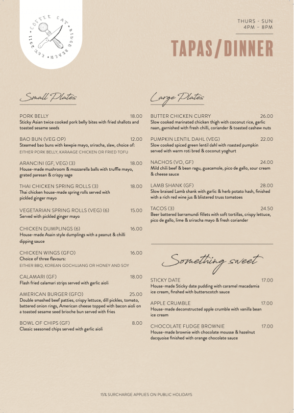 Our New Menu - Coffee Cat on Kings Beach