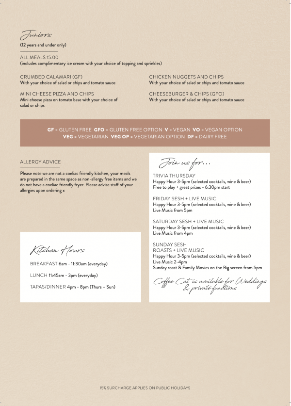 Our New Menu - Coffee Cat on Kings Beach