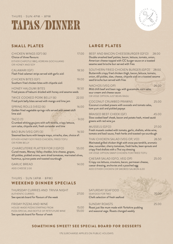 Our New Menu - Coffee Cat on Kings Beach